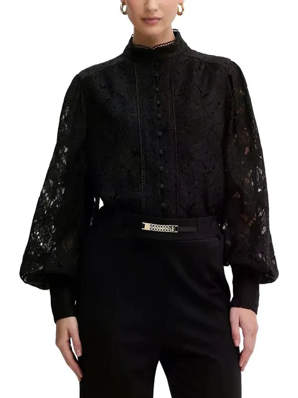 Bardot Olessia Lace Buttoned Top - Black
