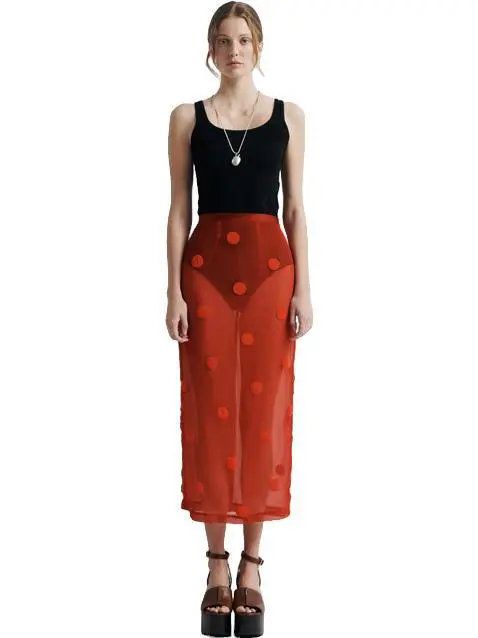 ROMY Sadie Beaded Skirt - Red