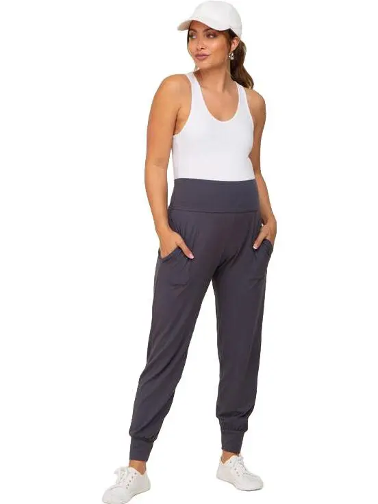 PINKBLUSH Soft Maternity Jogger Pants - Charcoal Grey
