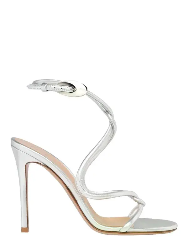 GIANVITO ROSSI Jungle Mamba Buckle Strap Leather Sandals - Silver