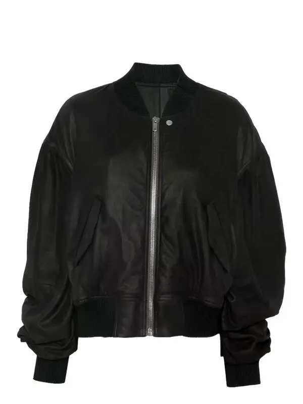 Rick Owens Leather Bomber Jacket - Black