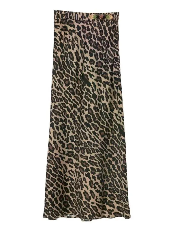 BAZAR DELUXE Leopard-pattern Midi Skirt - Brown