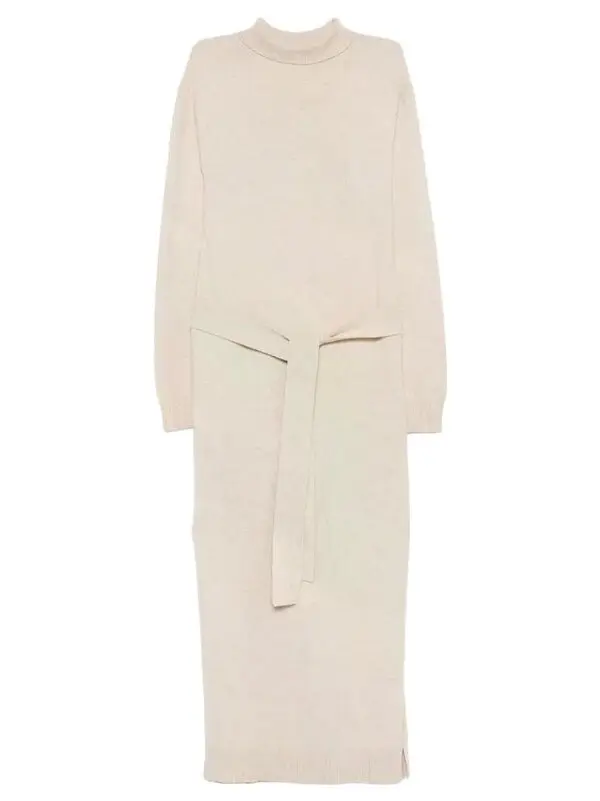 Nanushka Turtleneck Tie Knitted Midi Dress - Neutrals