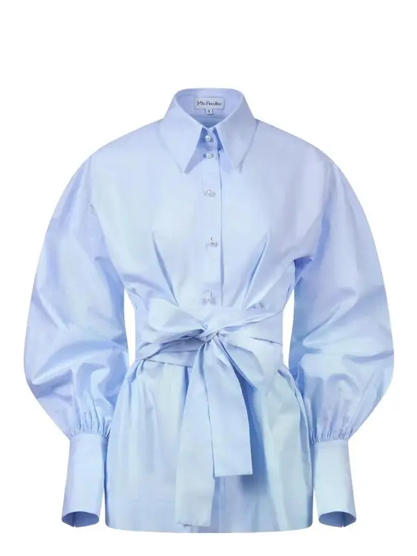 MIA PECULIAR Balloon Sleeve Shirt - Blue