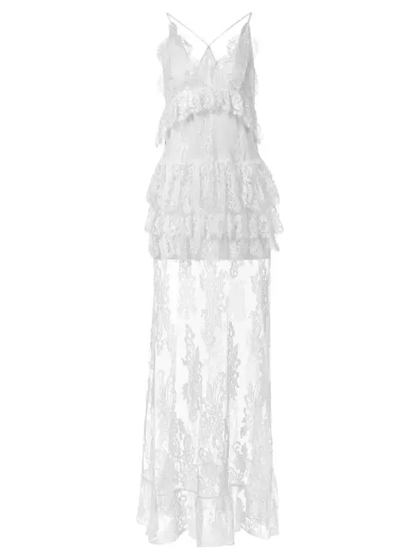MIA PECULIAR Floral Lace Maxi Dress - White