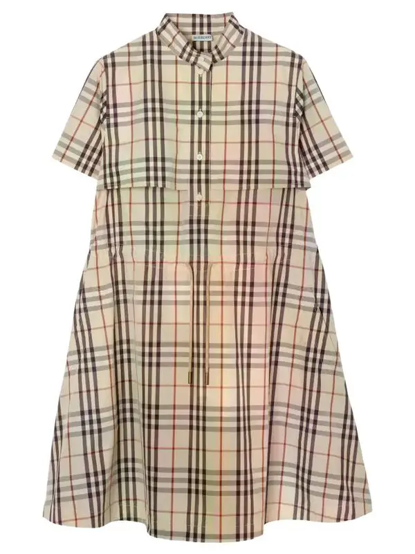 Burberry Check Cotton Shirt Dress - Neutrals