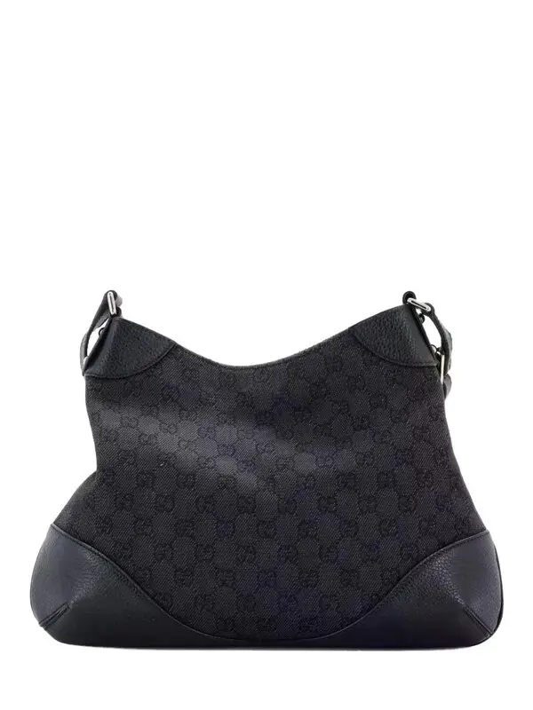 Gucci Gg Canvas With Leather Medium Hobo Bag - Black