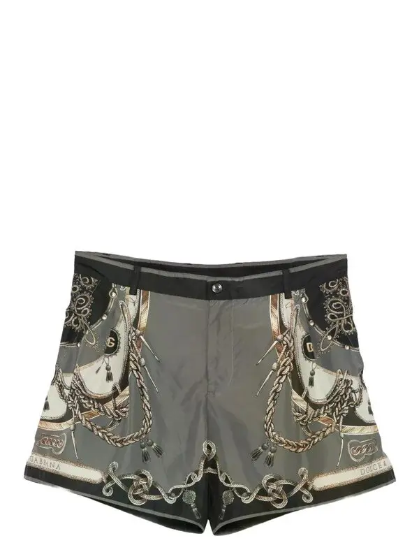 Dolce & Gabbana Graphic-print Swim Shorts - Green