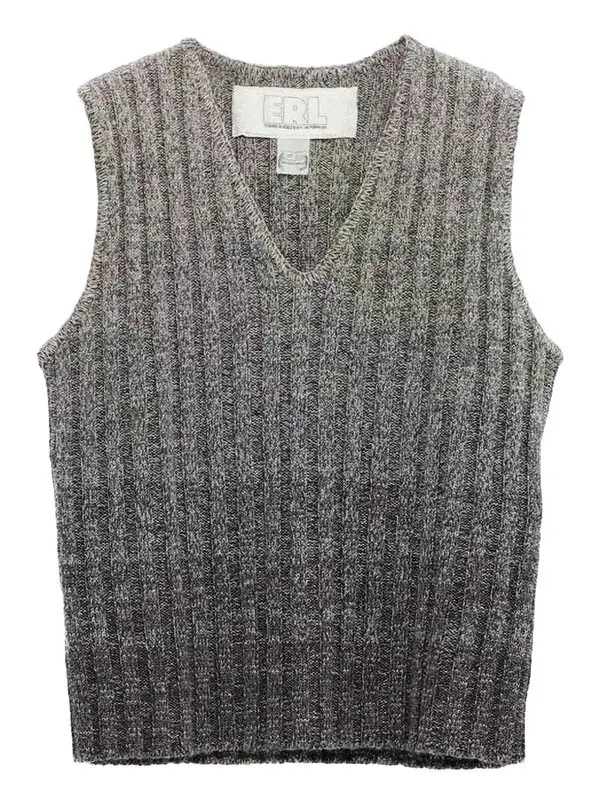 ERL V-neck Ribbed Top - Grey