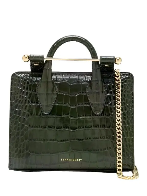 Strathberry Crocodile-effect Top Handle Bag - Green