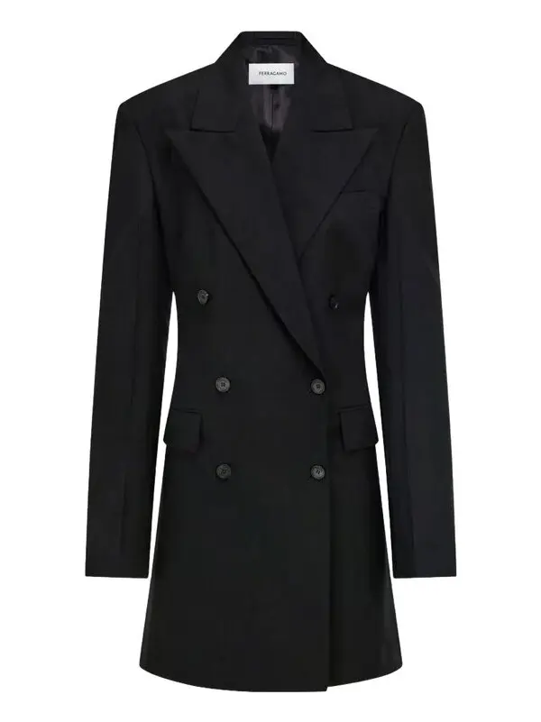 FERRAGAMO Double-breasted Wool And Mohair Blazer - Black