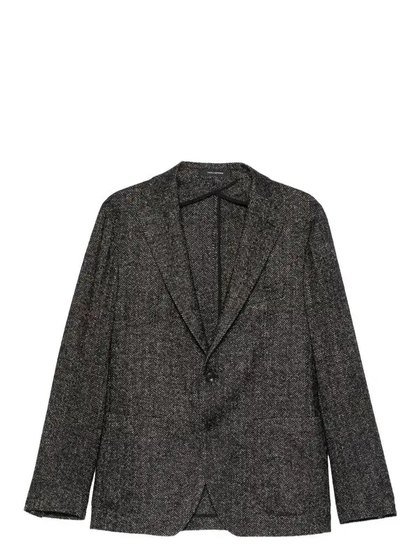 Tagliatore Single-breasted Herringbone Blazer - Black