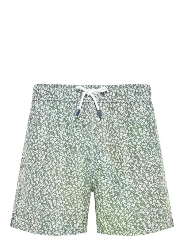 Fedeli Floral-print Swim Shorts - Green