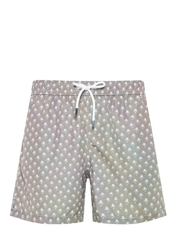 Fedeli Patterned Beach Shorts - Grey