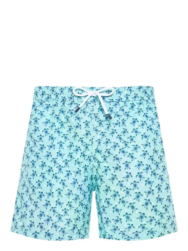 Fedeli Printed Swim Shorts - Blue
