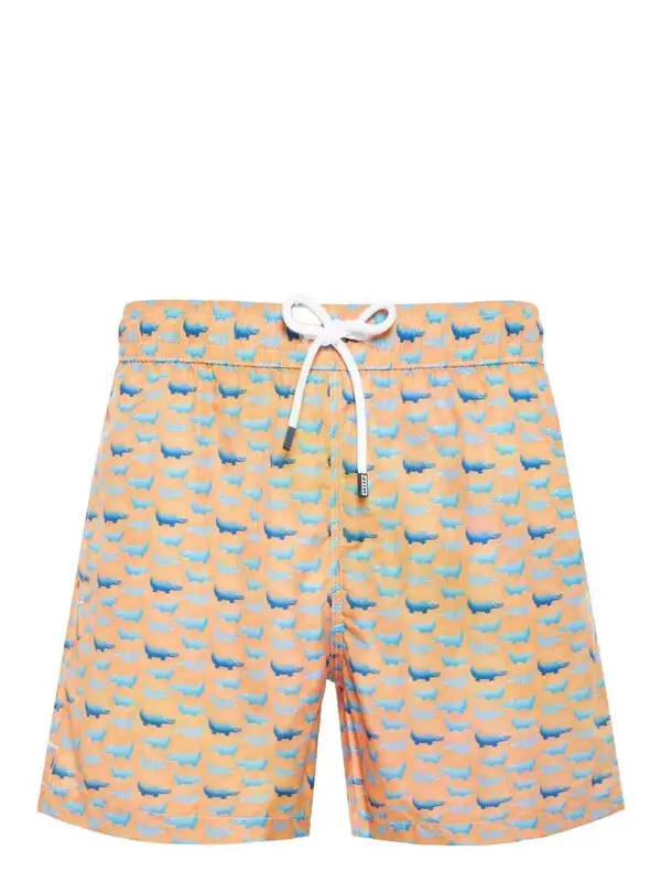 Fedeli Animal-print Beach Shorts - Orange