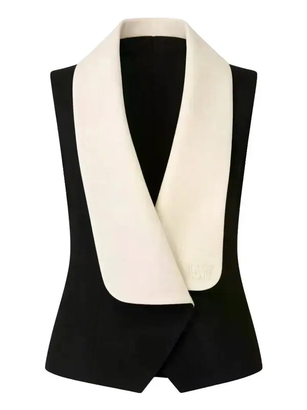 Elisabetta Franchi Shawl Collar Sleeveless Blouse - Black
