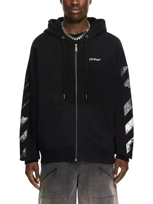 Off-White Arrow Zip-up Hoodie - Black