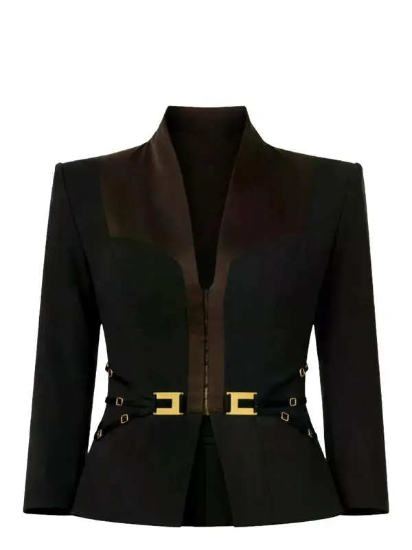 Elisabetta Franchi V-neck Blazer With Corset Detail - Black