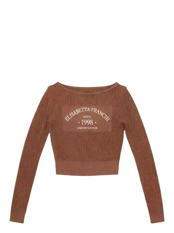 Elisabetta Franchi Long-sleeve Ribbed Knit Sweater - Brown