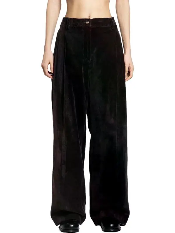 ZIGGY CHEN Pleated Wide-leg Trousers - Black