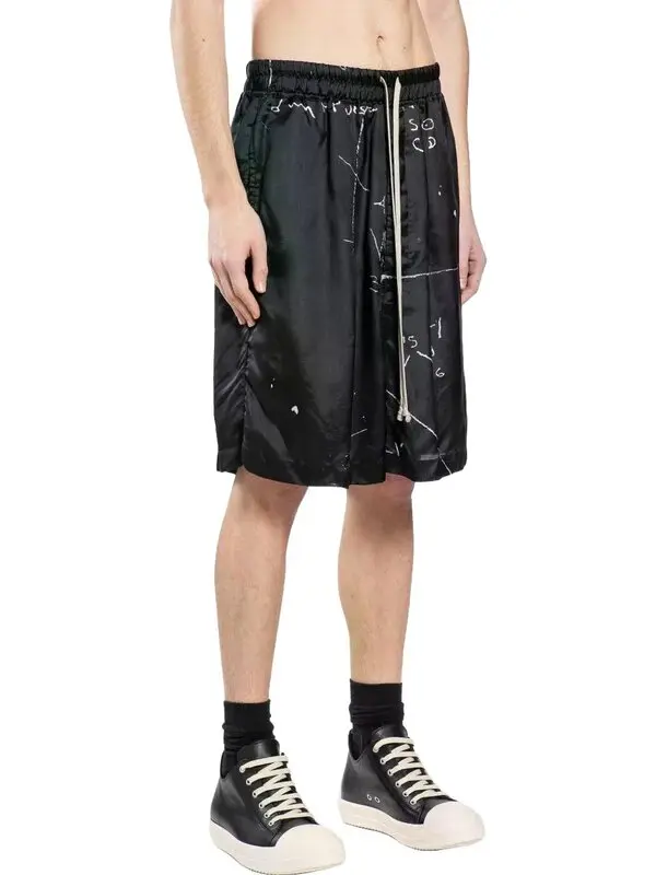 Rick Owens Cargobela Printed Shorts - Black