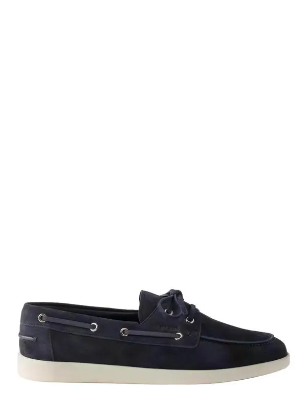 Prada Suede Boat Shoes With Laces - Blue