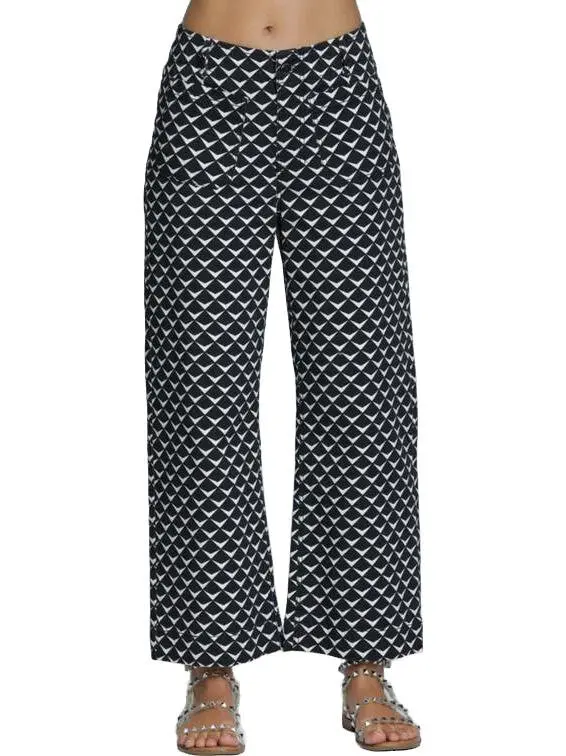 APNY Print Wide-leg Ankle Jeans - Blackwhite