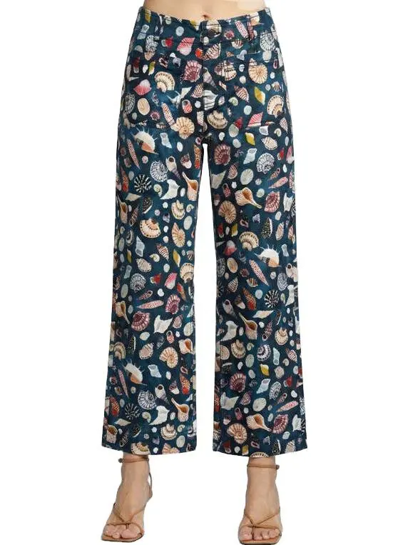 APNY Print Wide-leg Ankle Jeans - Dark Indigo