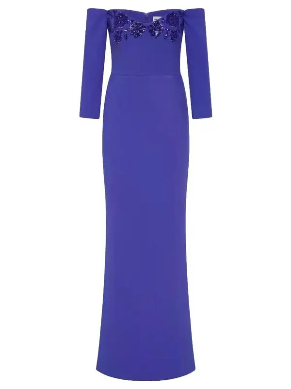 Rebecca Vallance Evolet Embellished Off-shoulder Maxi Dress - Blue