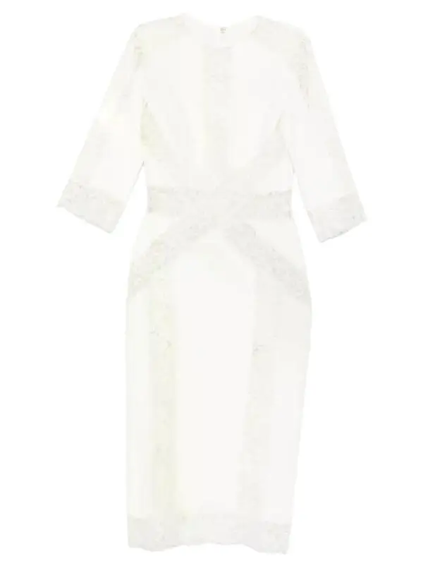 Elie Saab Lace-panel Midi Dress - White