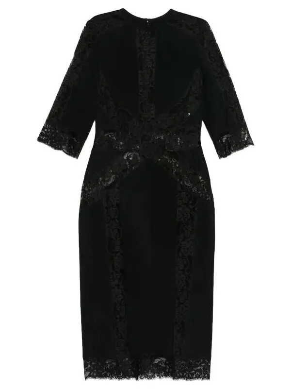 Elie Saab Lace-panel Midi Dress - Black
