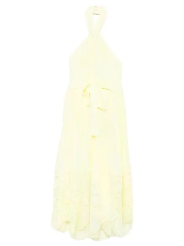 Elie Saab Tie-neck Midi Dress - Yellow
