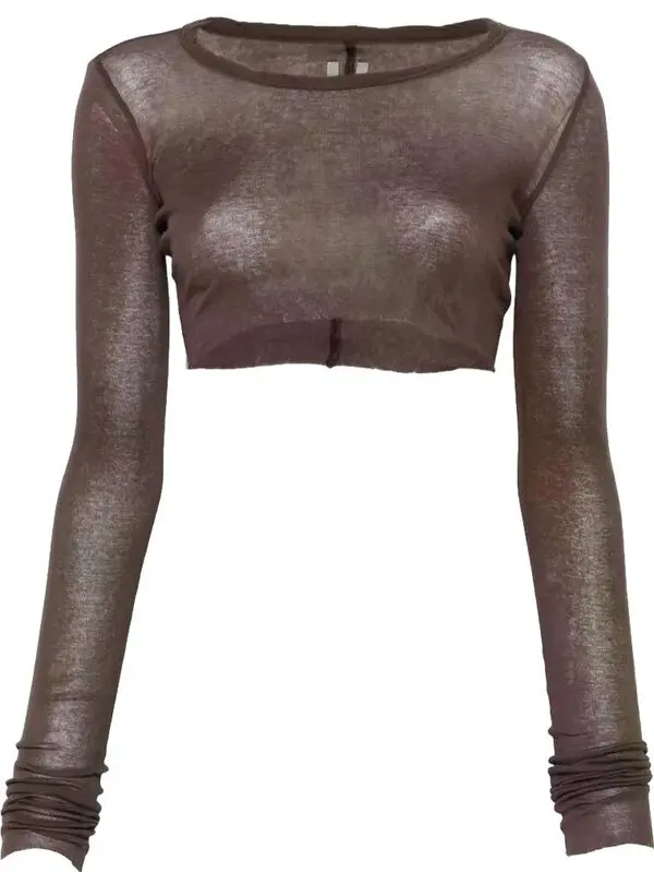 Rick Owens Long-sleeve Crop Top - Brown