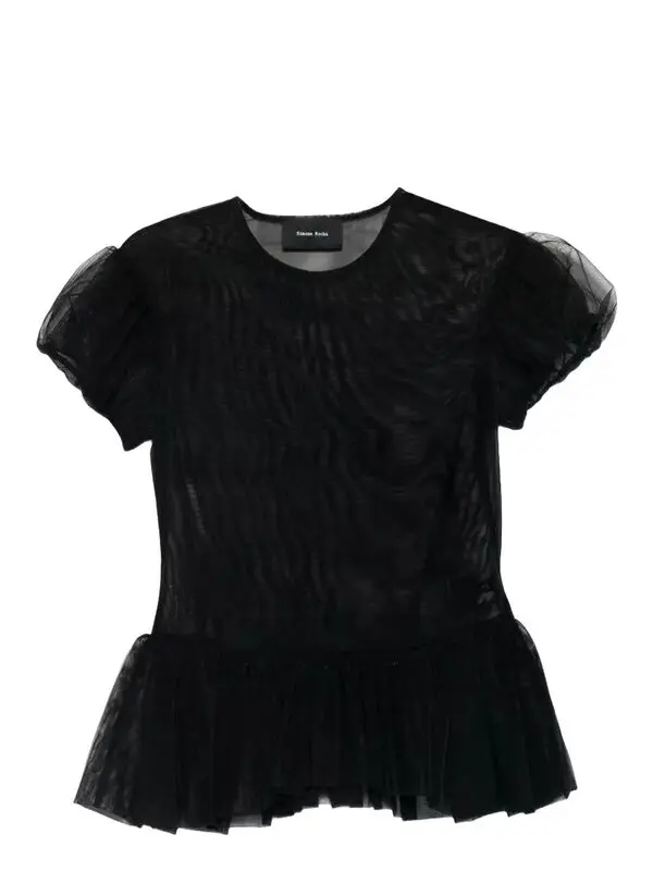 Simone Rocha Ruffled Puff-sleeve Top - Black