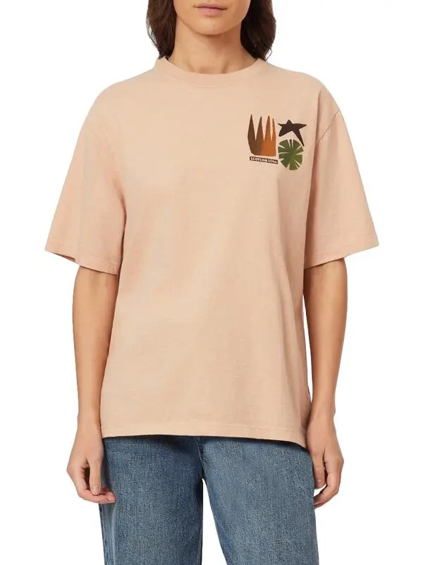 Scotch & Soda Graphic Cotton T-shirt - Rose Dust