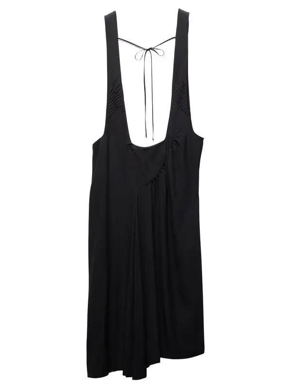 Prada Satin Sablé Dress With Suspenders - Black