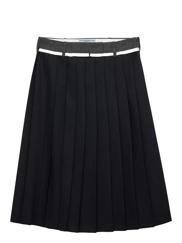 Prada Pleated Midi Skirt - Blue