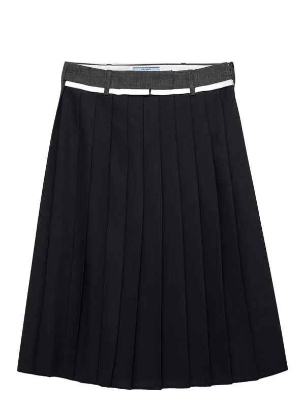 Prada Pleated Midi Skirt - Navy