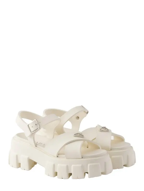 Prada Monolith Rubber Sandals - Ivory