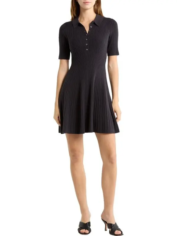 Paige Olie Ribbed Polo Dress - Midnight