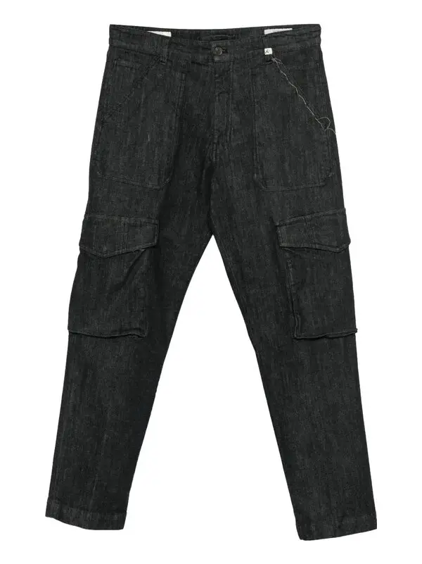 MYTHS Cargo Jeans With Belt Loops - Black