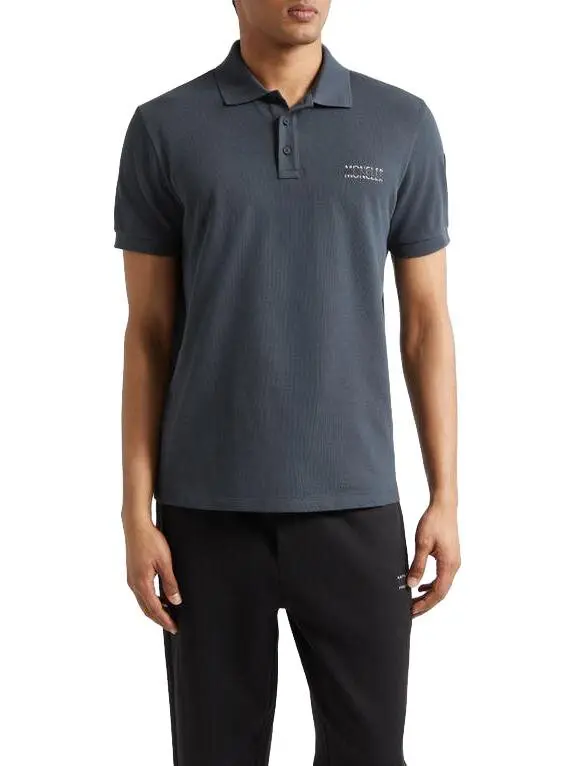 Moncler Logo Cotton Polo - Anchor Gray