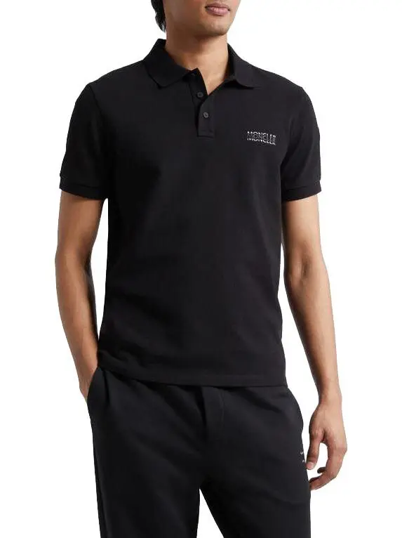 Moncler Logo Cotton Polo - Black