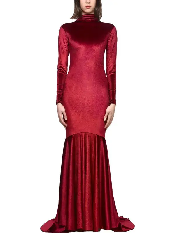ATU BODY COUTURE Velvet Long-sleeve Maxi Dress - Red