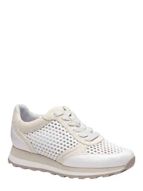 Johnston & Murphy Piper Knit Panel Sneakers - White Suede/crochet