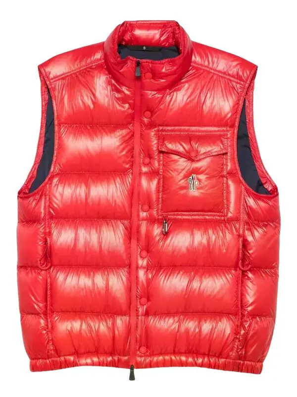 Moncler Uychi Logo-patch Puffer Gilet - Red