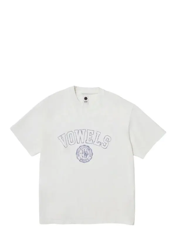 VOWELS Faded Collegiate Tee - White