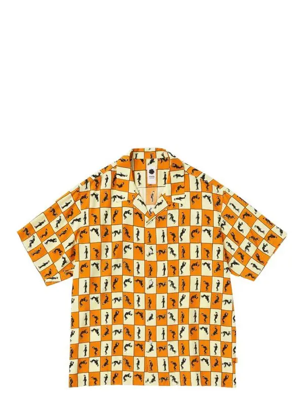 VOWELS Short Sleeve Elvis Shirt - Orange