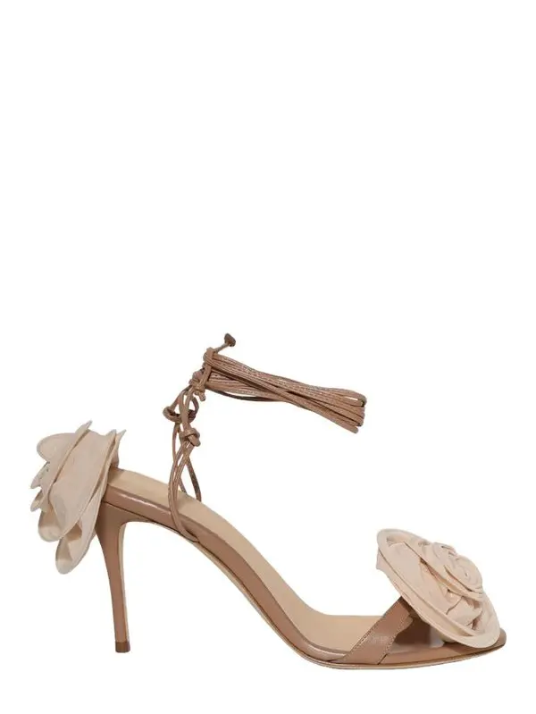 Magda Butrym Leather Flower Heels - Nude